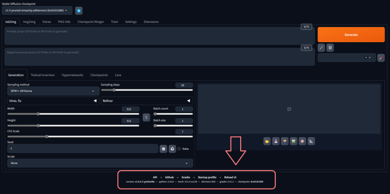 【Stable diffusion web UI】バージョンを確認する方法 ｜ 技術部プラス